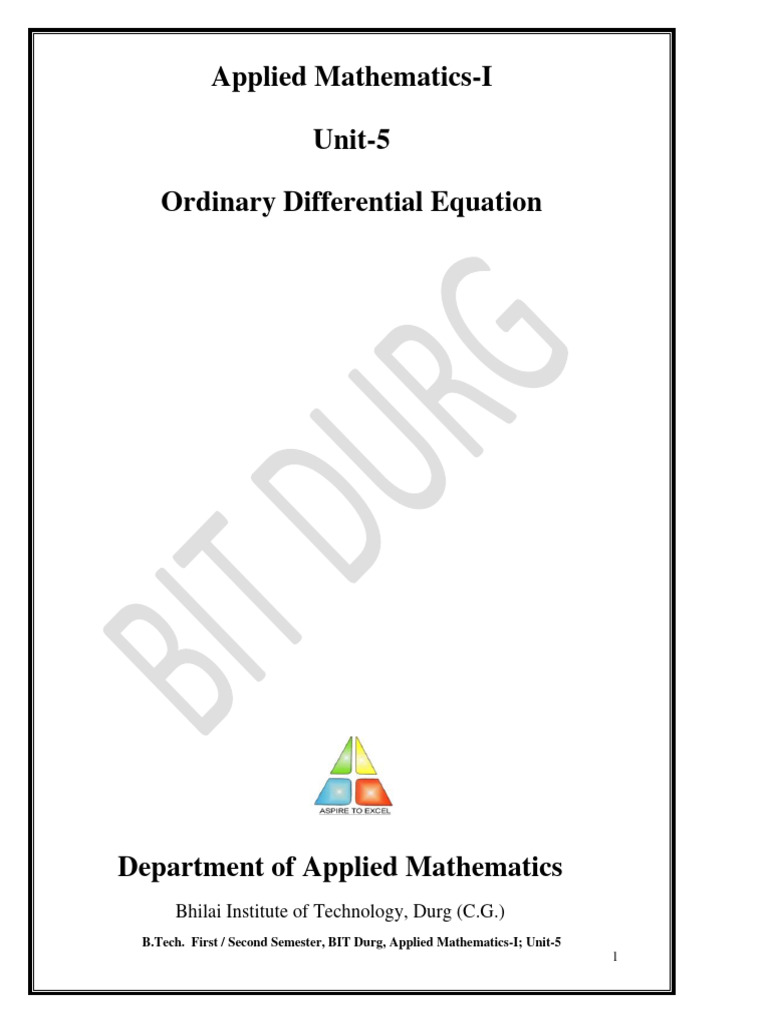1 Mathematics I Unit V | PDF | Equations | Nonlinear System