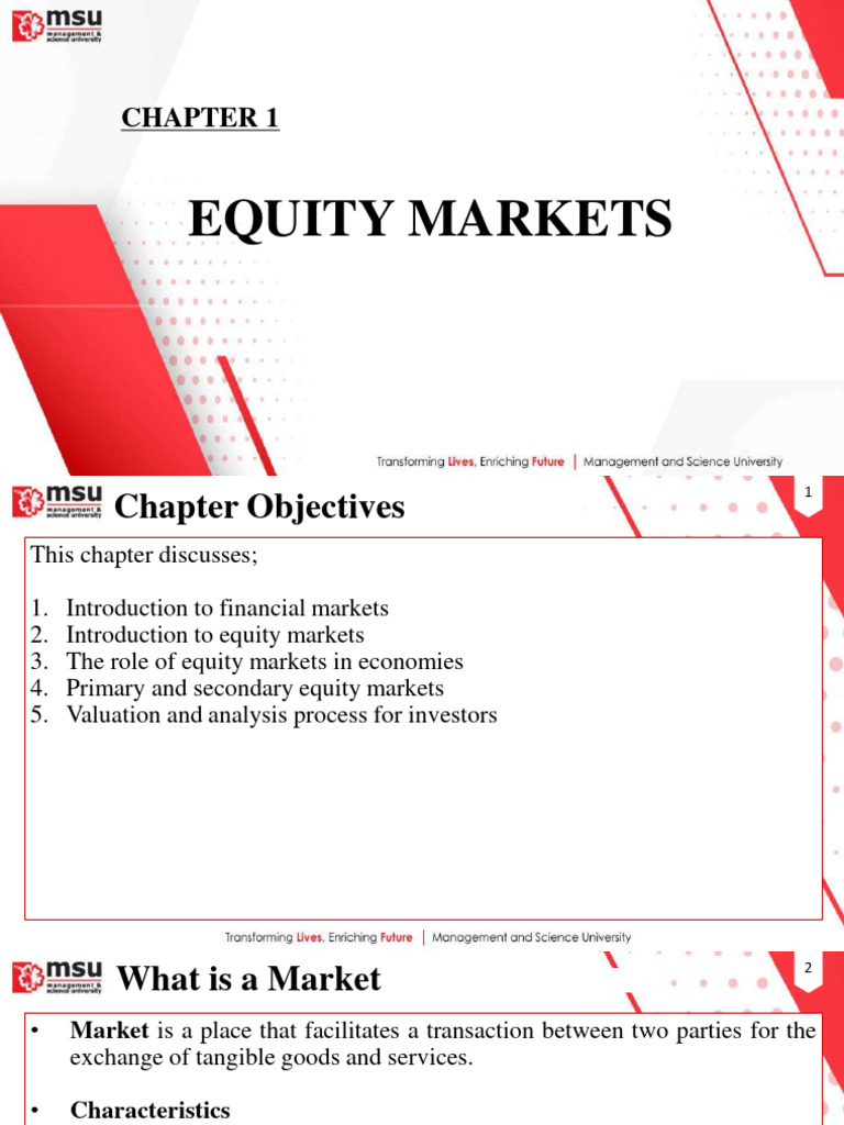 Chapter 1 - Introduction To Equity Markets | PDF | Stocks | Valuation ...