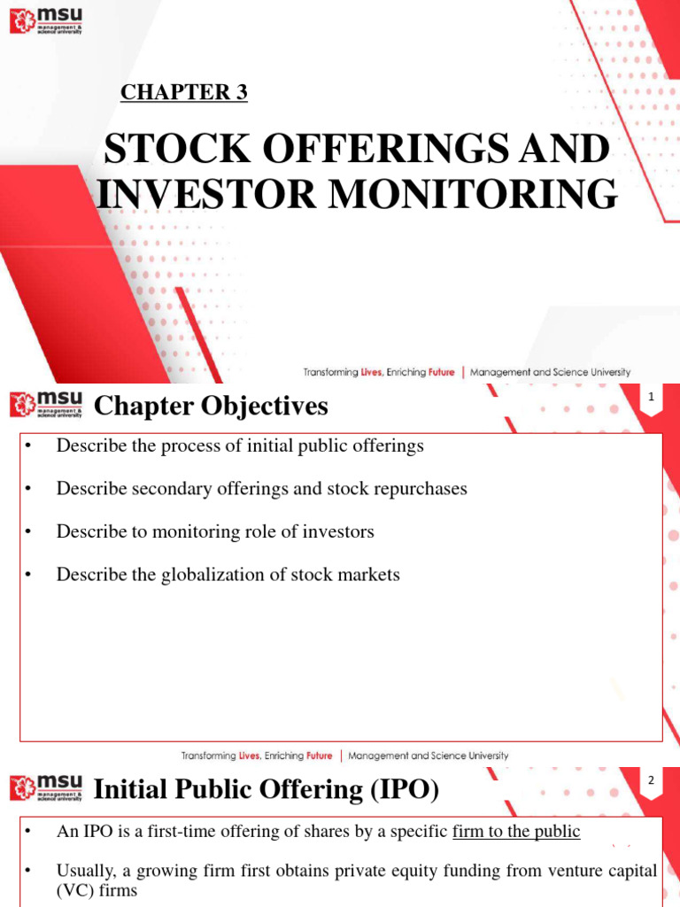 Chapter 3 STOCK OFFERING, INVESTOR MONITORING | PDF | Initial Public ...