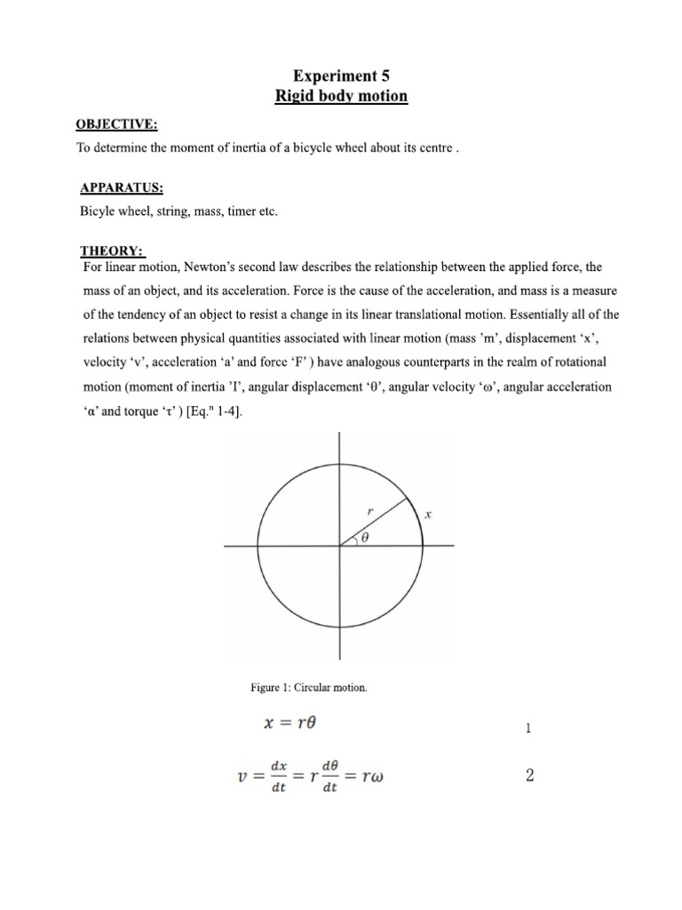 RIGID BODY EXPERIMENT PHY 102 | PDF