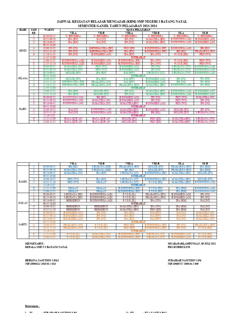Jadwal KBM T.P 2023-2024 Yes | PDF