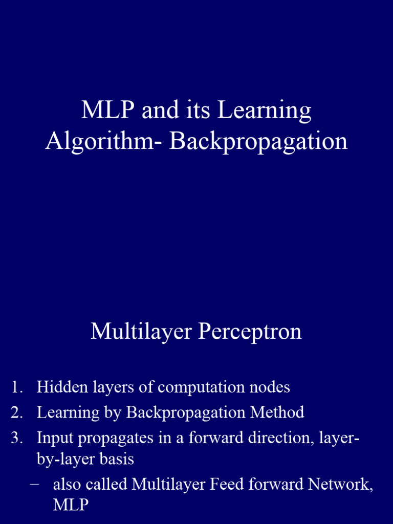 Lect 15 MLP Introduction Backprop | PDF | Artificial Intelligence | Intelligence (AI) & Semantics