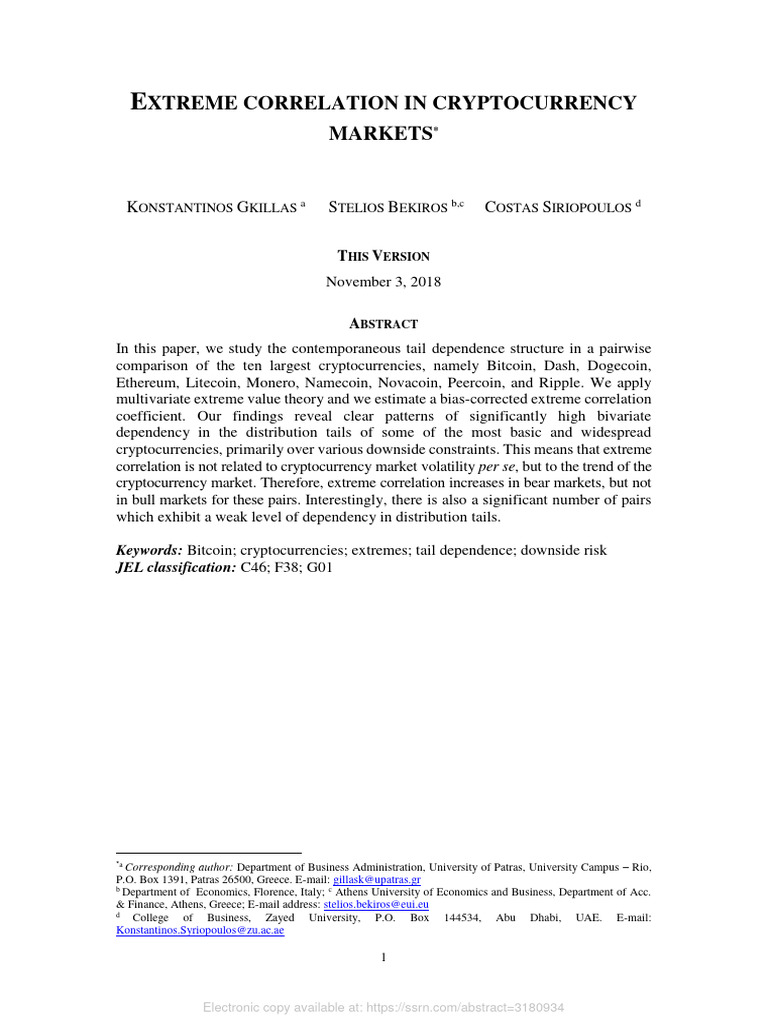 Extreme Correlation | PDF | Cryptocurrency | Probability Distribution
