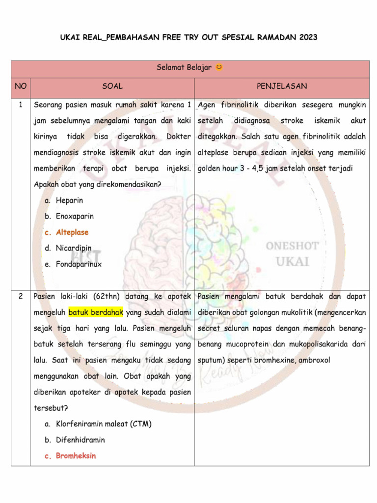 Ukai Real - Pembahasan Free Try Out Spesial Ramadan | PDF