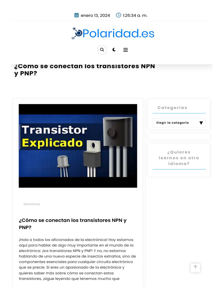Conexión de Transistores NPN y PNP | PDF | Transistor de unión bipolar ...