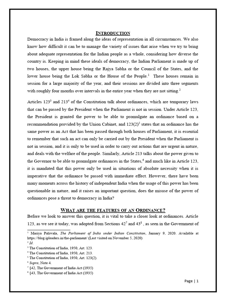 Misuse of Ordinances in Indian Democracy | PDF | Government | Justice