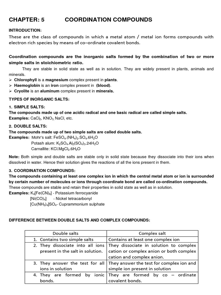 Unit 5CoordinationCompound | PDF | Coordination Complex | Ion