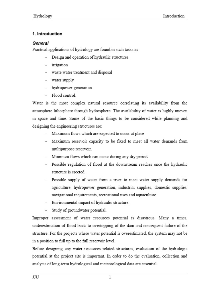 Chapter 1 Introduction Final | PDF | Discharge (Hydrology) | Water Cycle