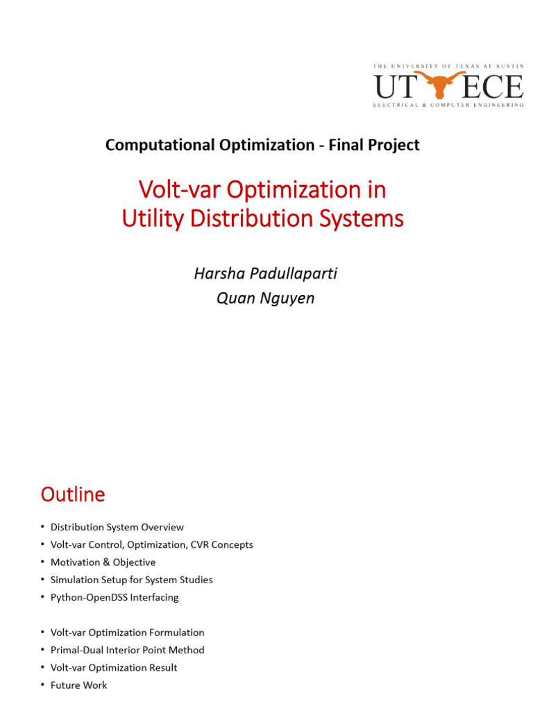 Volt-var Optimization in Distribution Systems | PDF | Mathematical ...