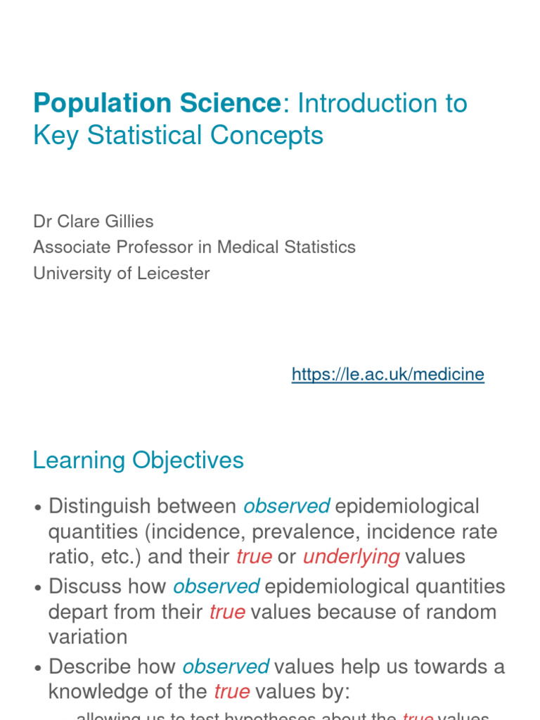 Introduction To Key Statistical Concepts - 2024 | Download Free PDF | Statistics | Sampling ...