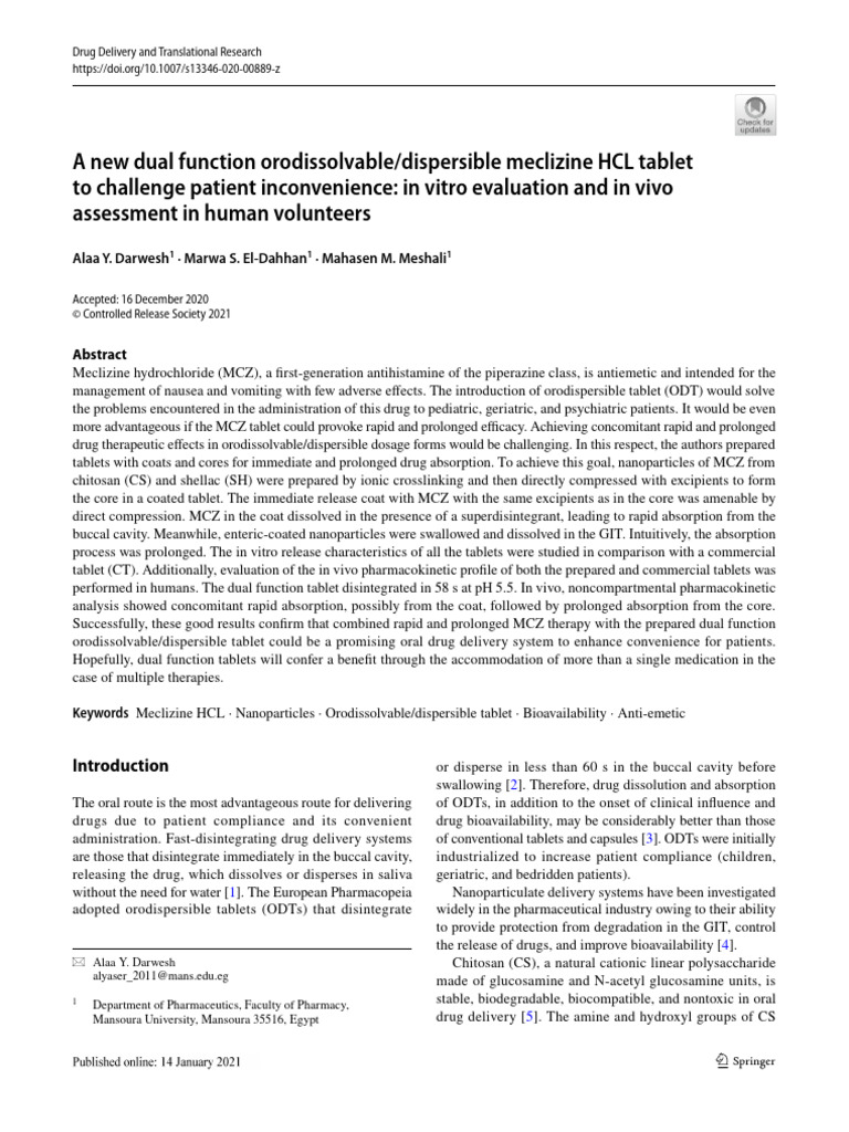 Darwesh 2021 | PDF | Tablet (Pharmacy) | Nanoparticle