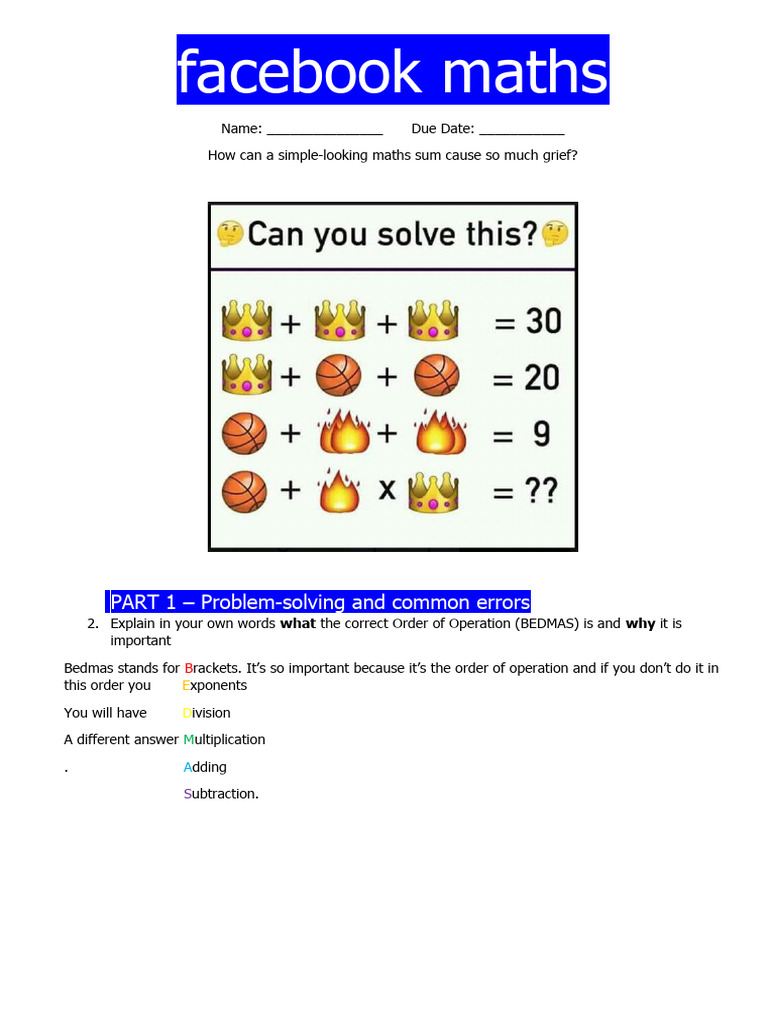 Understanding BEDMAS in Math Problems | PDF | Thought | Mathematics