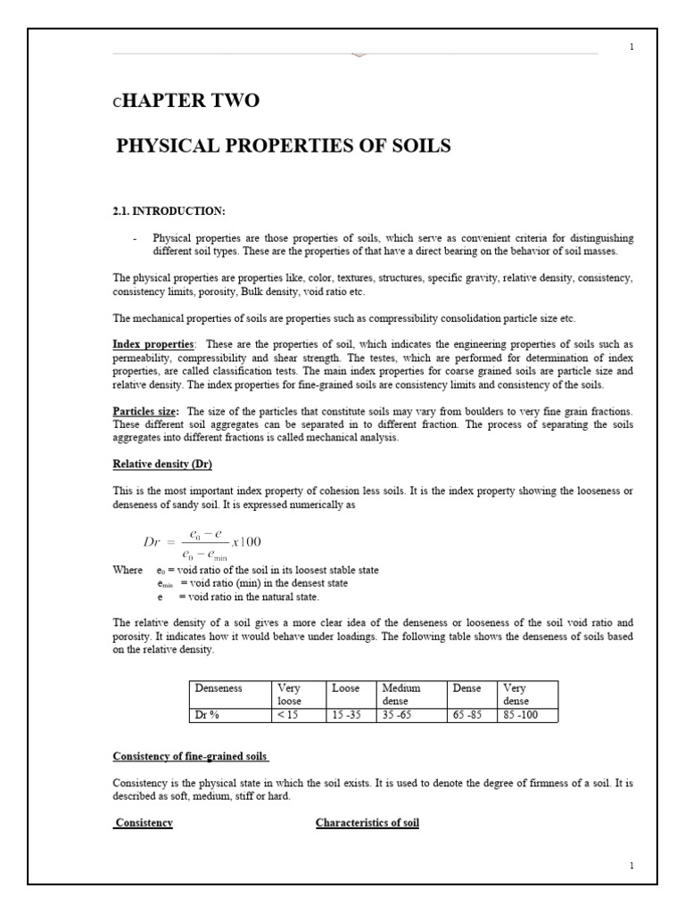 Chapter 2 PHYSICAL PROPERTY OF SOIL Last | PDF | Density | Clay Chapter 2 PHYSICAL PROPERTY OF SOIL Last | PDF | Density | Clay