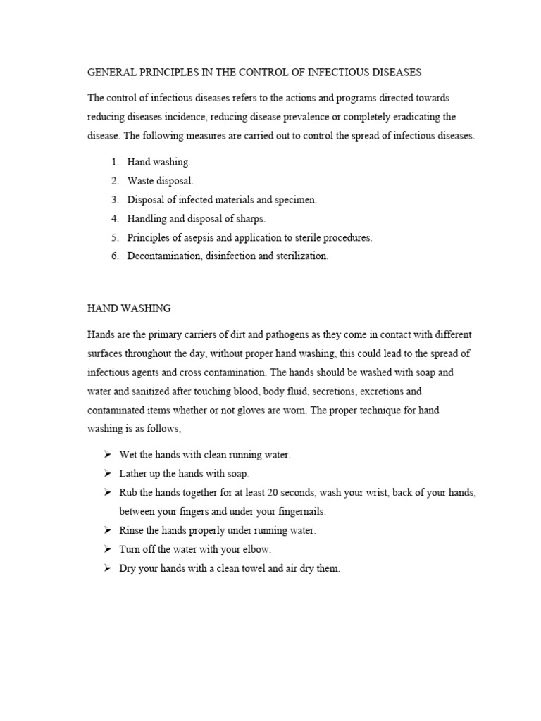 Infectious Disease Control Principles | PDF | Sterilization ...