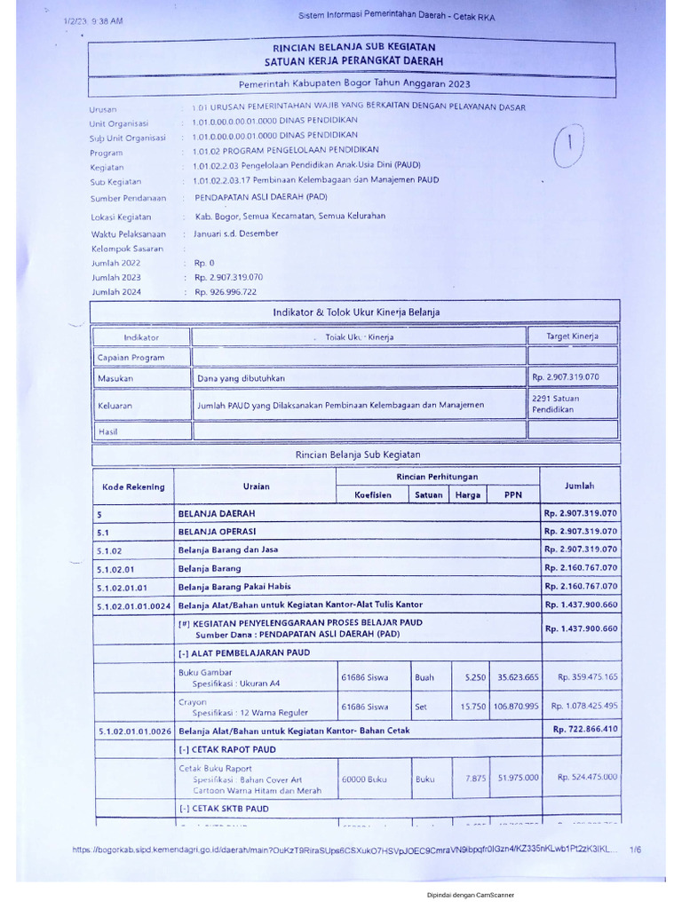Dok SKTB PAUD 2023 | PDF