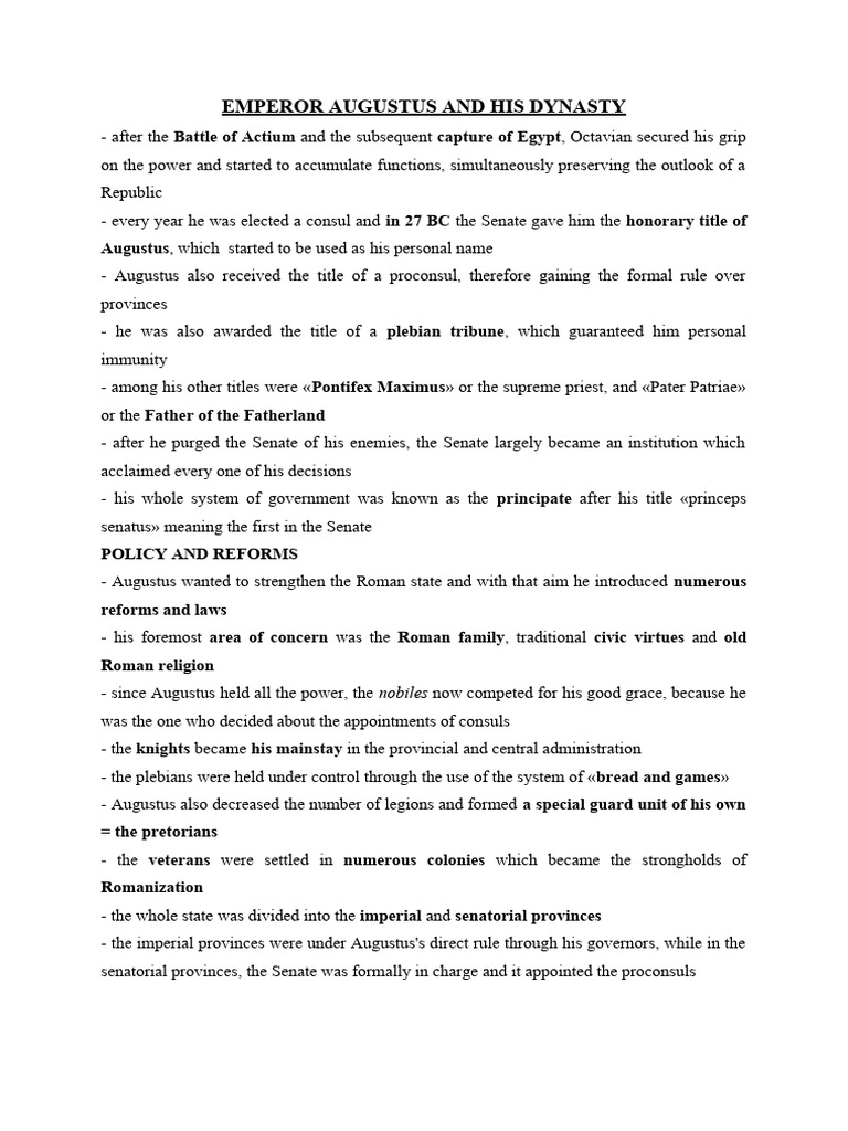 28 Handout 1 EMPEROR AUGUSTUS | PDF | Augustus | Claudius