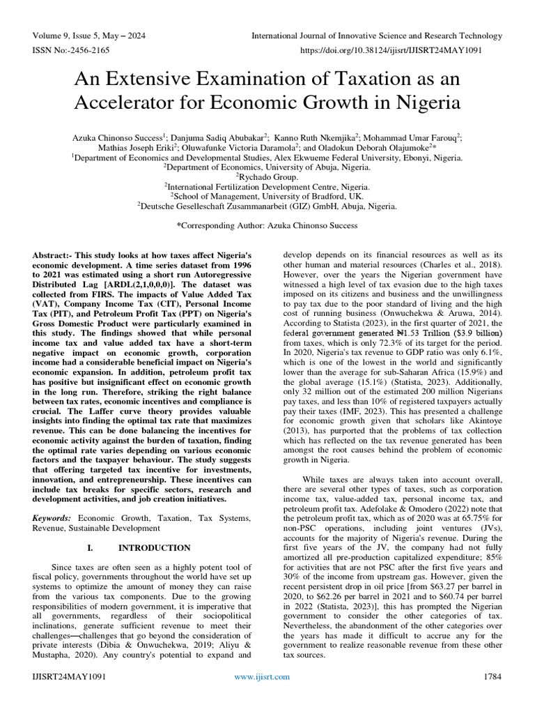 An Extensive Examination of Taxation As An Accelerator For Economic Growth in Nigeria | PDF ...