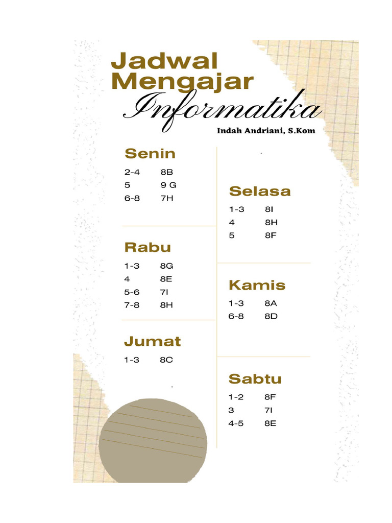 Jadwal Mengajar | PDF