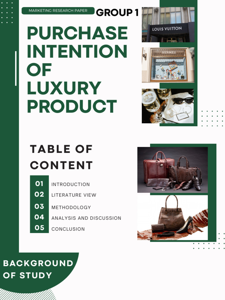 Group 1 (Purchase Intention of Luxury Product) | PDF | Brand | Survey Methodology