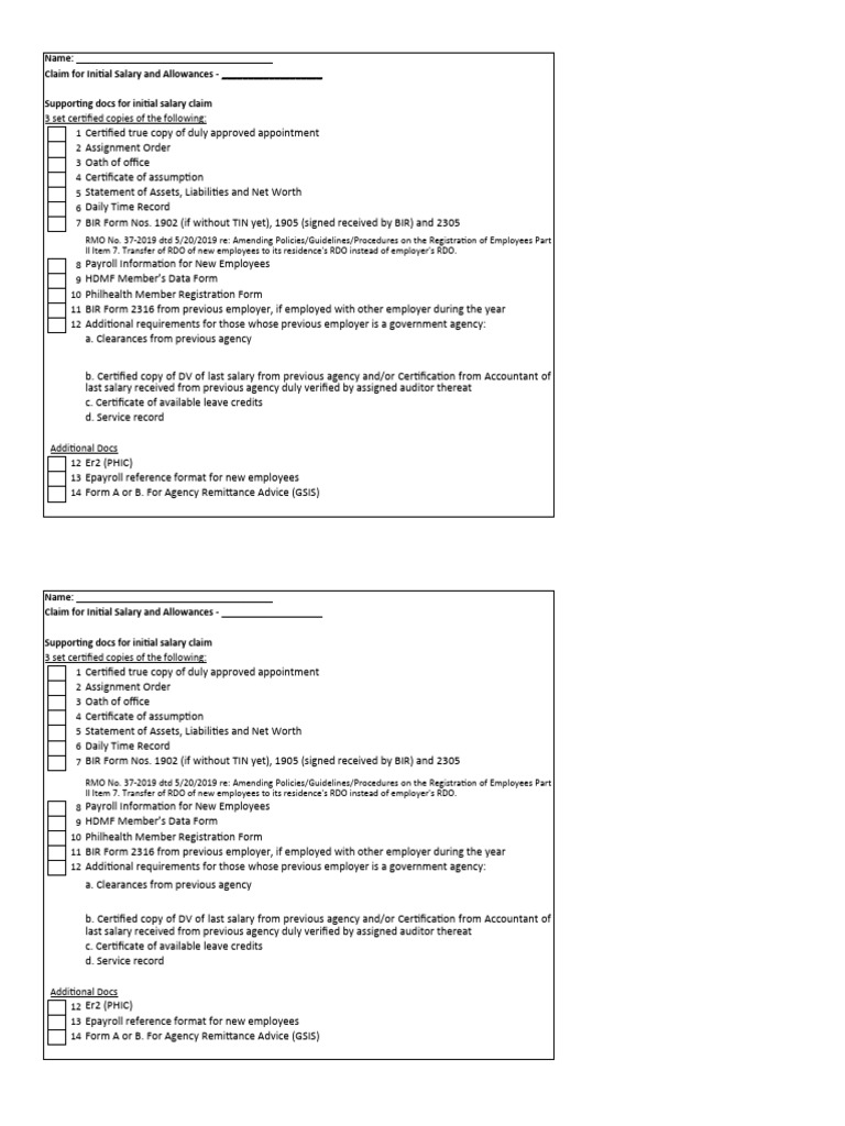 Checklist of Requirements | PDF | Payroll | Accountant