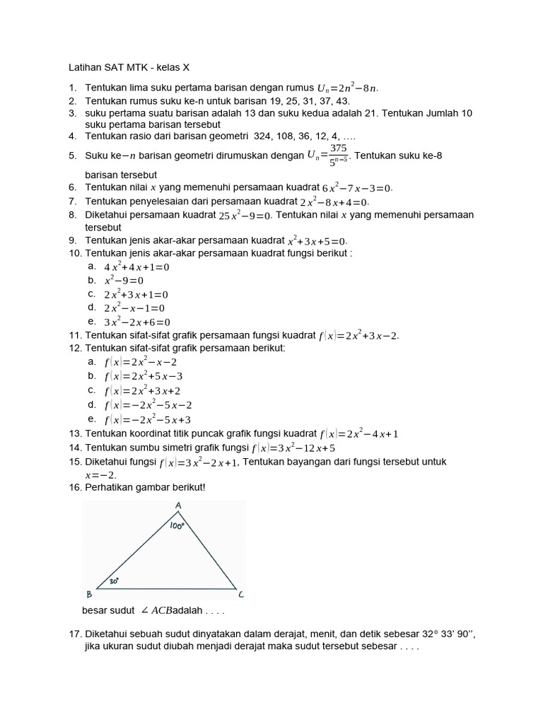 Latihan MTK Kelas 10 | PDF | Metode & Bahan Ajar | Sains & Matematika