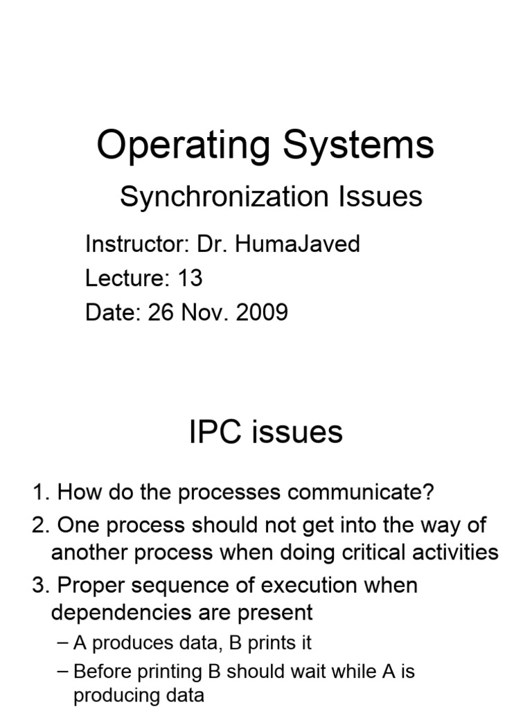 Operating Systems: Synchronization Issues | PDF | Thread (Computing) | Process (Computing)
