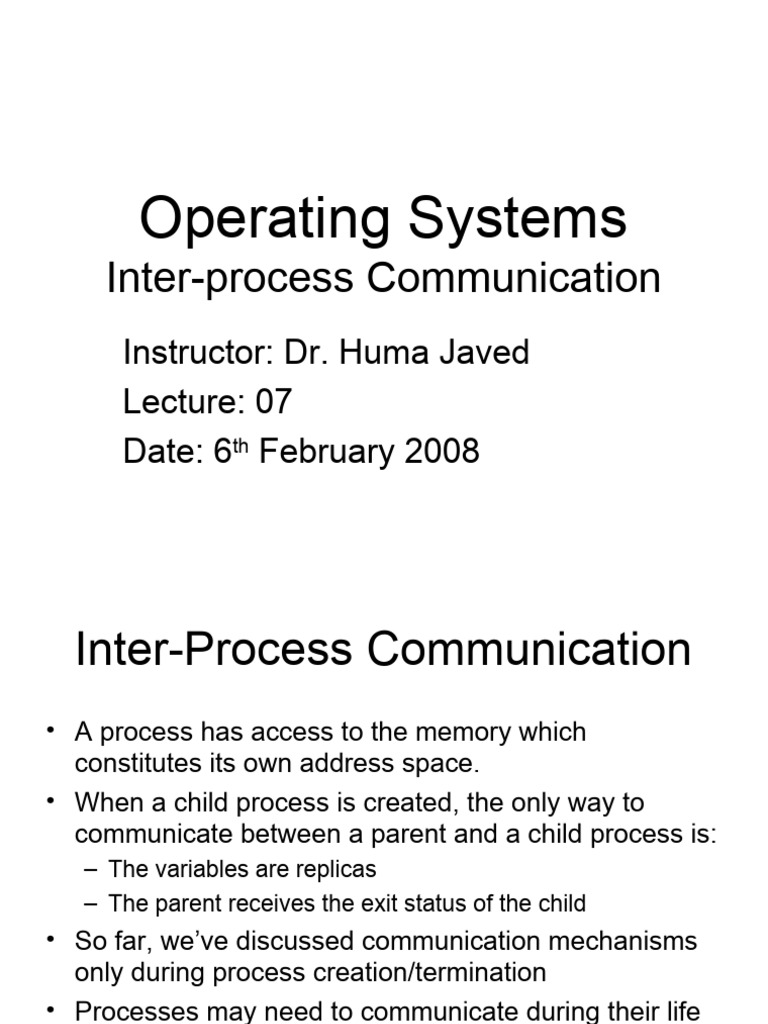 Inter-Process Communication Overview | PDF | Process (Computing ...