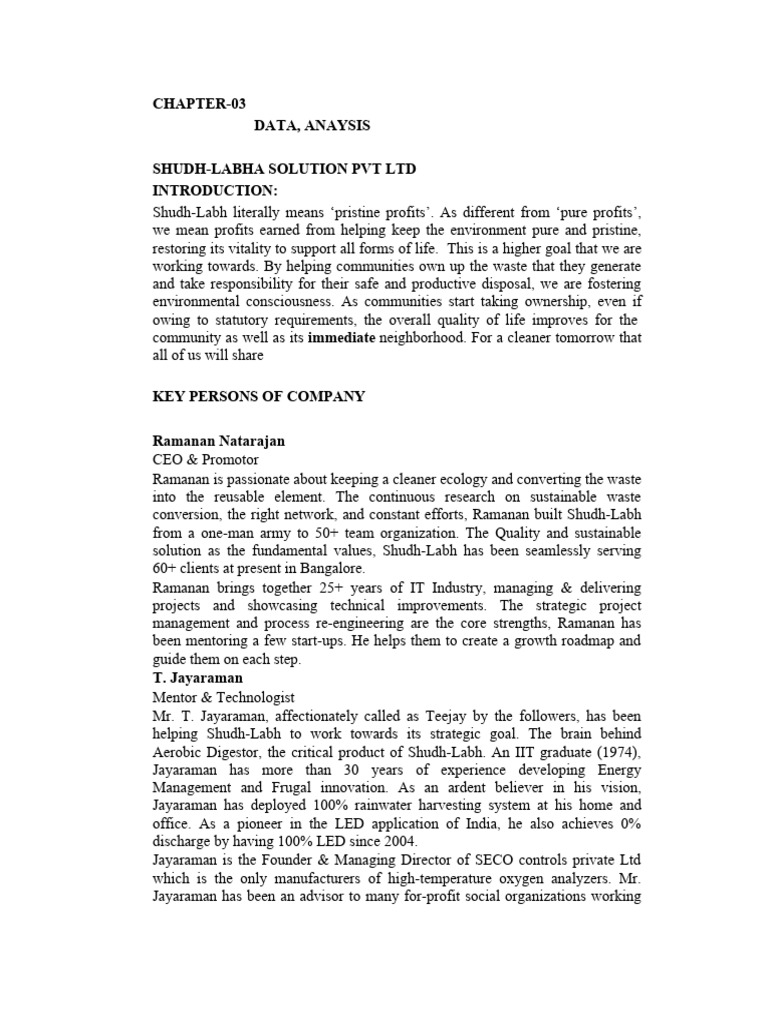 Chapter-03 Data, Anaysis Shudh-Labha Solution PVT LTD | PDF ...