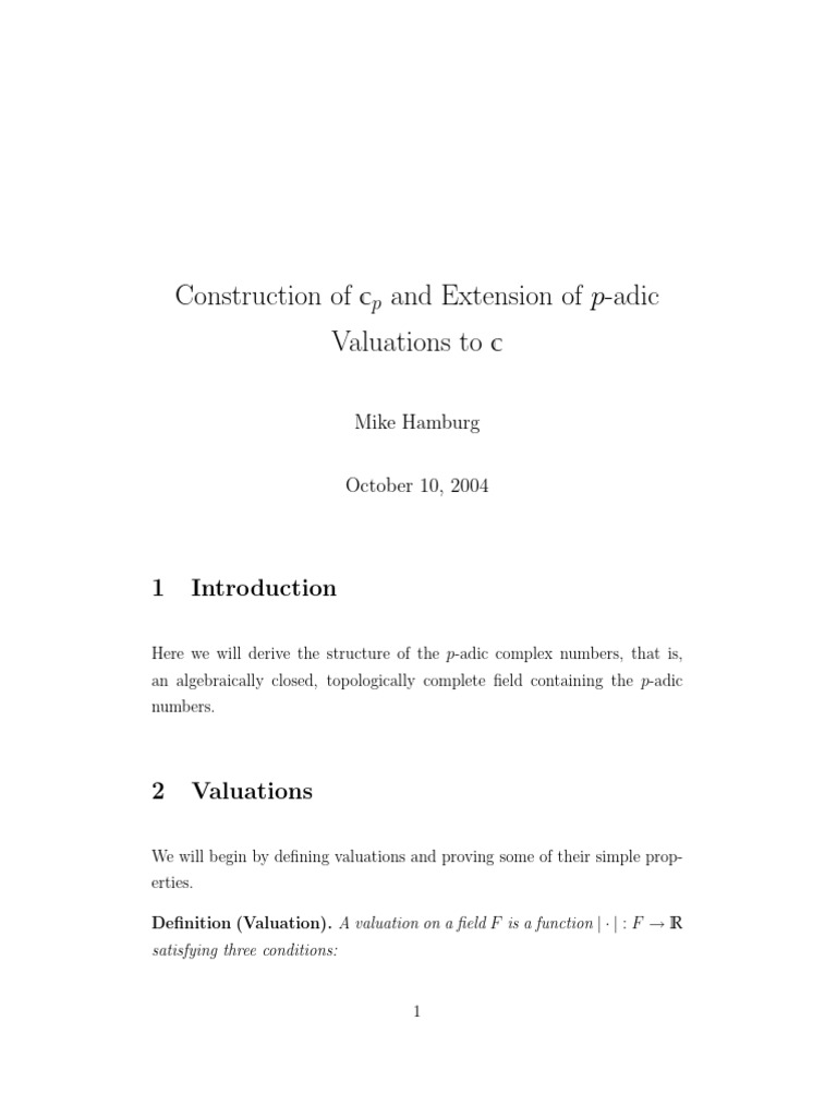 Construction of Cp | Download Free PDF | Field (Mathematics) | Mathematics