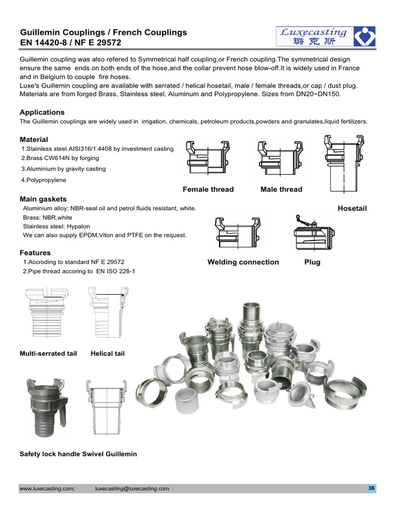 Guillemin - Couplings - EN 14420-8 e NF E 29572 | PDF | Materials ...