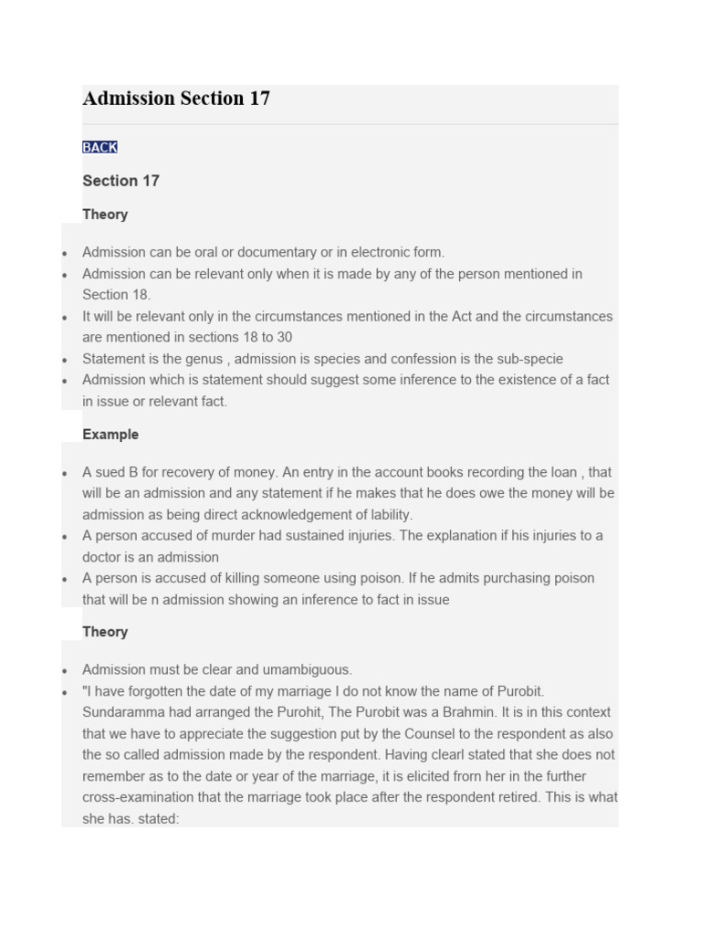 Admission Section 17 | PDF | Evidence (Law) | Evidence