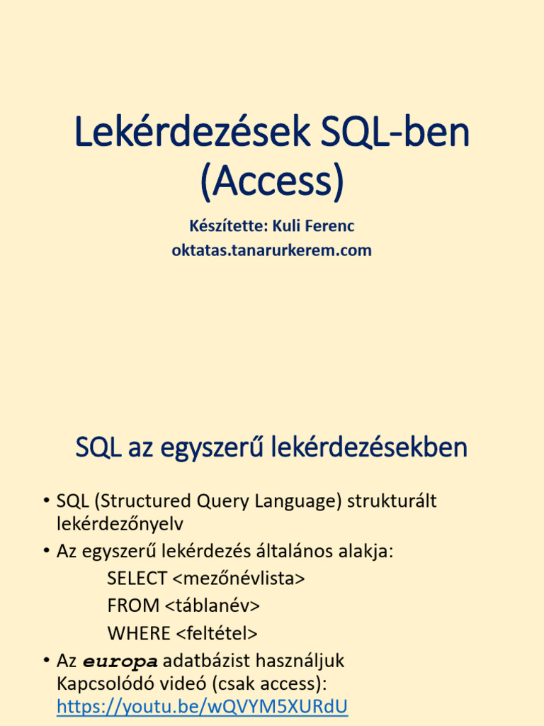 Lekérdezések SQL-ben | PDF