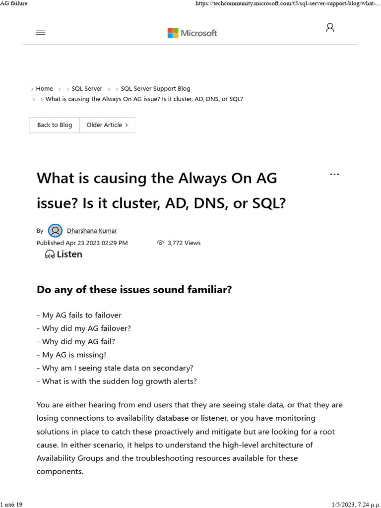 AG Failure | PDF | Computer Cluster | Microsoft Sql Server