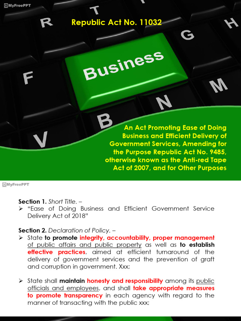 Module 13 (the Ease of Doing Business and Efficient Government Service ...