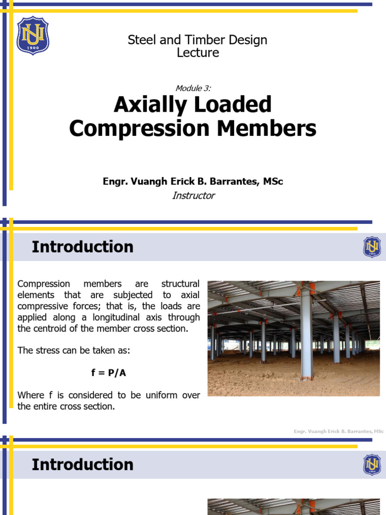 Module 3. Axially Loaded Compression Members | PDF | Buckling | Column