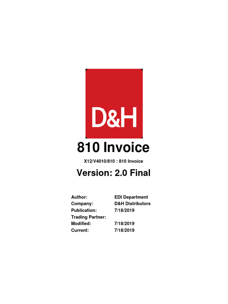 D&H 810 Invoice EDI Implementation Guide | PDF | Electronic Data ...