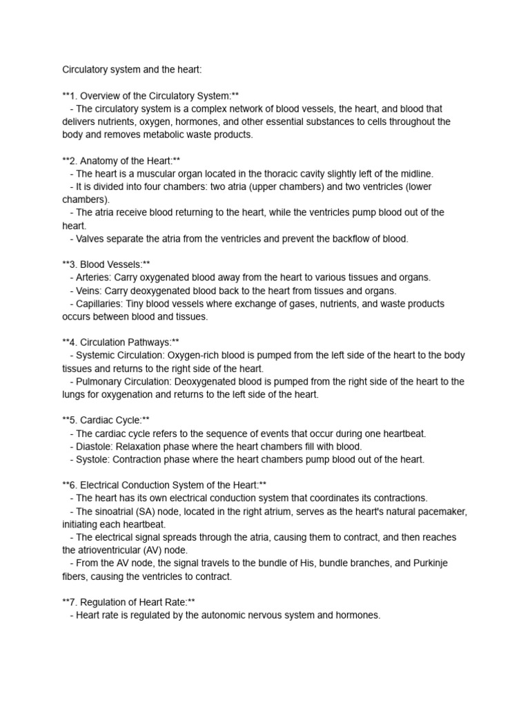 Circulatory System and The Heart - Bio - Detailed | PDF | Heart | Heart ...