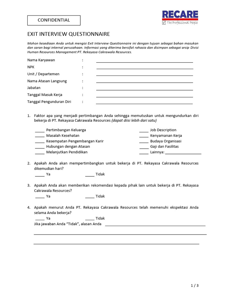 Exit Interview | PDF