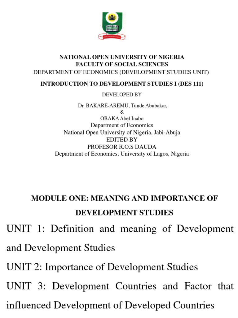 Des111 - Introduction To Development Studies | PDF | Health Care ...