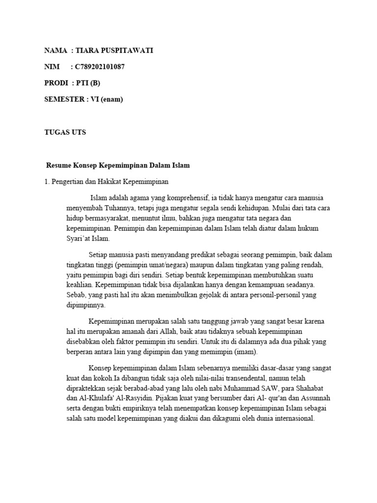 Kepemimpinan Islam Ideal | PDF