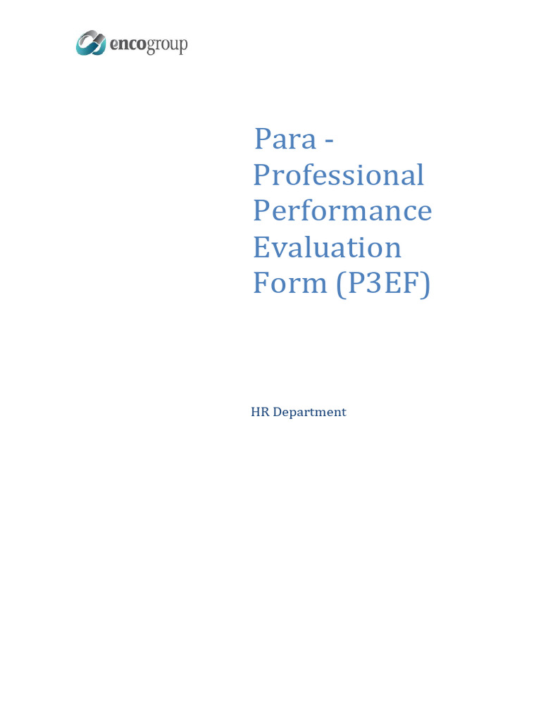2 - PARA-PROFESSIONAL PERFOREMANCE EVALUATION FORM | PDF | Performance Appraisal | Social Psychology