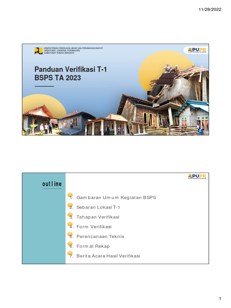 Pelatihan Teknis Verifikasi T-1 Bsps 2023 | PDF