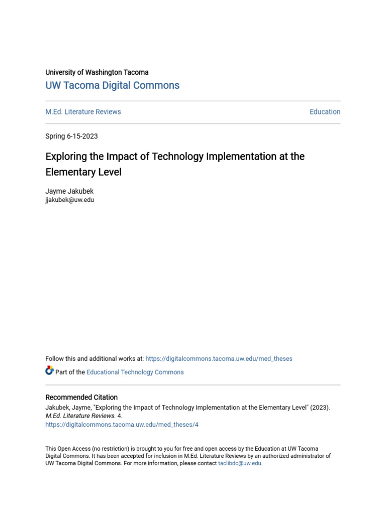 Exploring The Impact of Technology Implementation at The Elementa | PDF ...