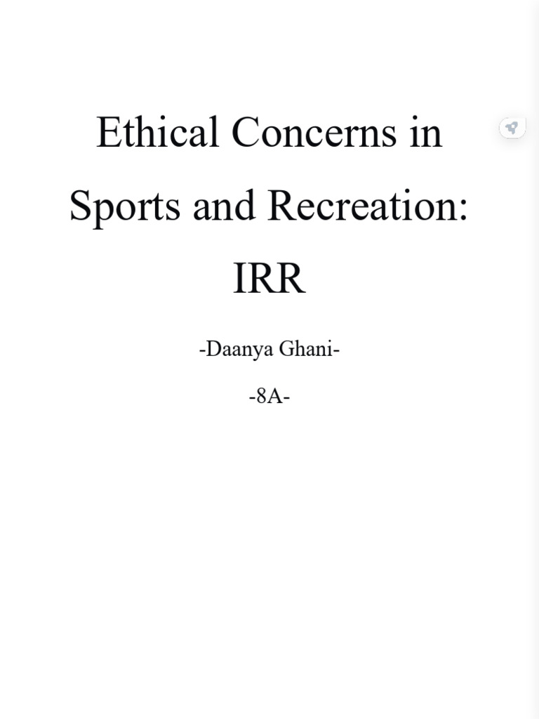 Ethical Concerns in Sports and Recreation - IRR | PDF | Sports | Governance