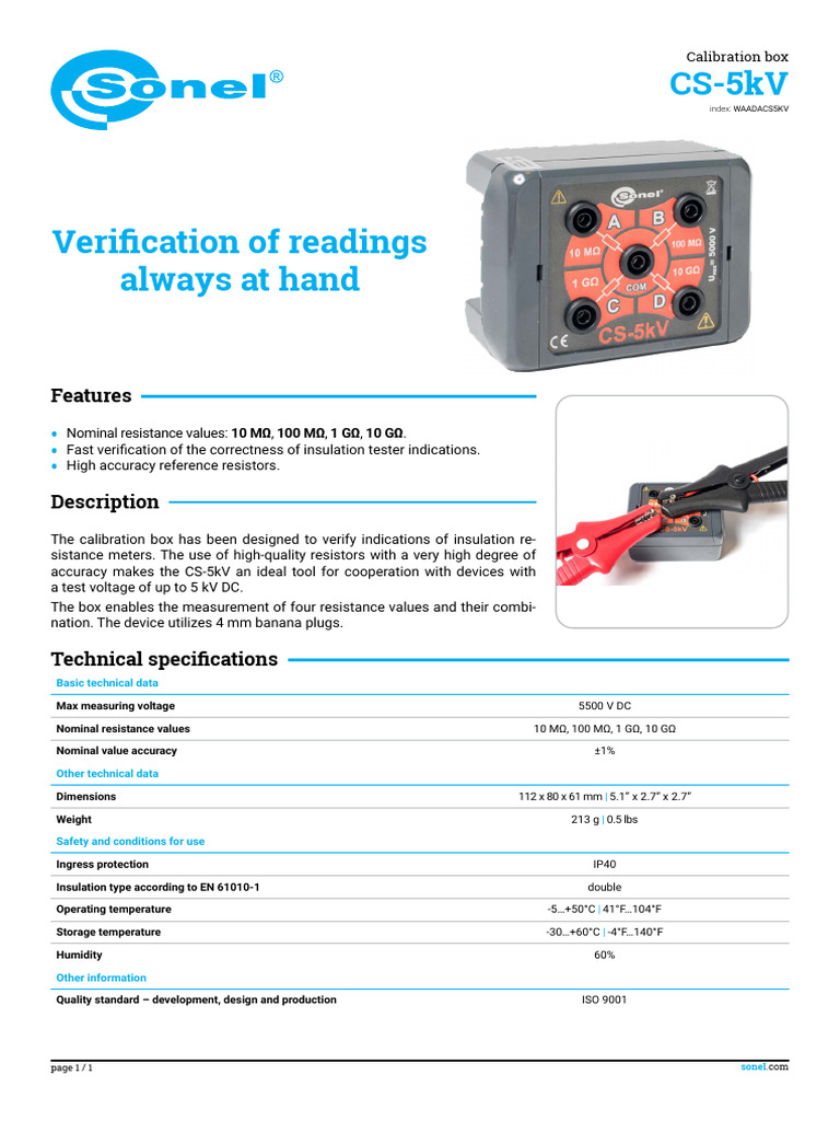 Calibration Box for Insulation Meters | PDF