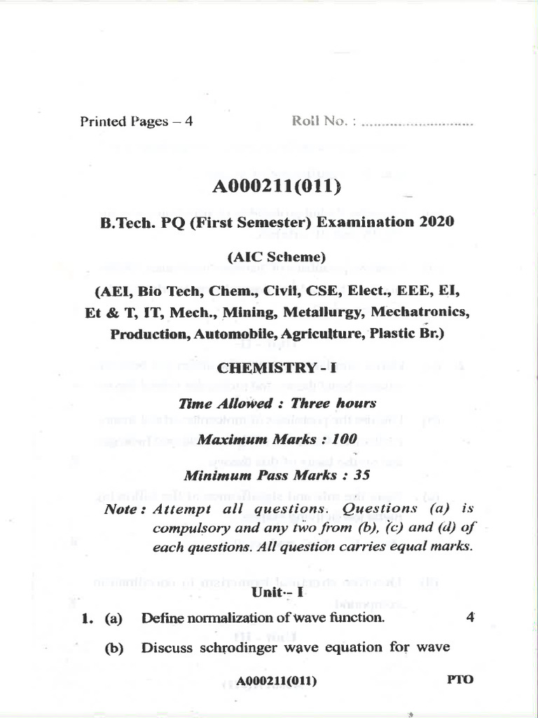 btech-1-sem-chemistry-1-a000211-2020 | PDF btech-1-sem-chemistry-1-a000211-2020 | PDF