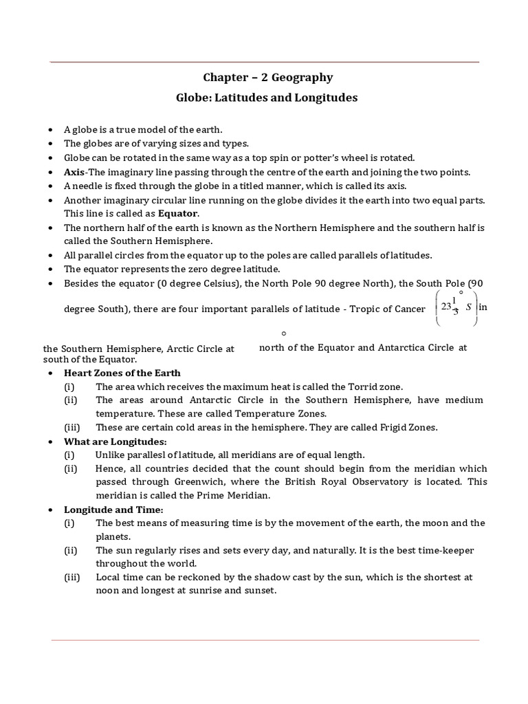 Latitudes And Longitudes Explained Pdf Equator Latitude