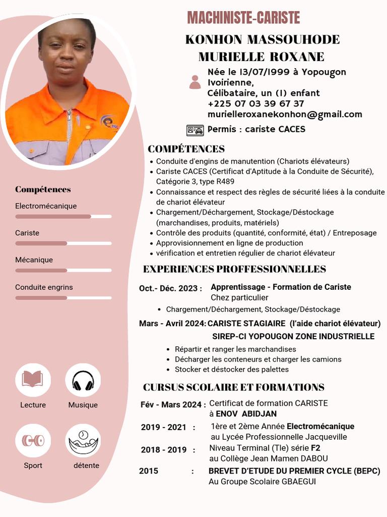 Exemple de CV Cariste avec CACES | PDF | Chariot élévateur | Transport