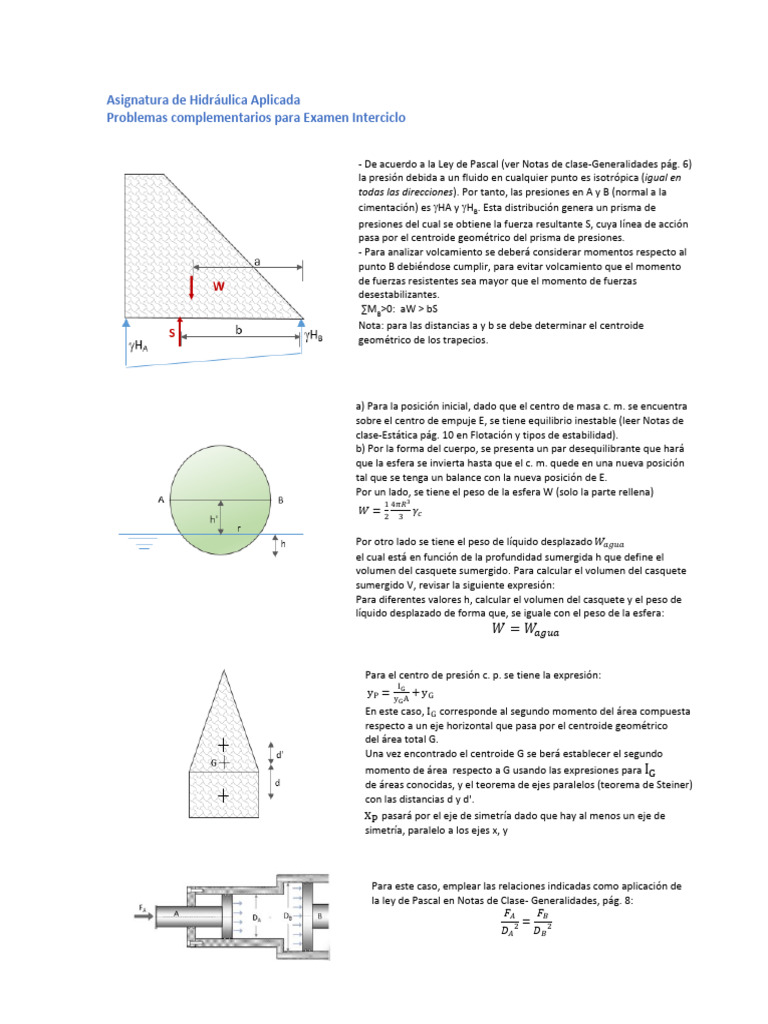 Problemas Complementarios Guía para Resolución | PDF | Líquidos | Esfera