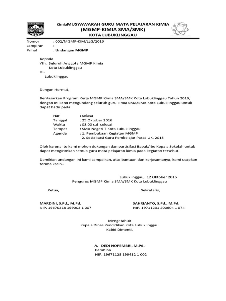 Surat MGMP | PDF